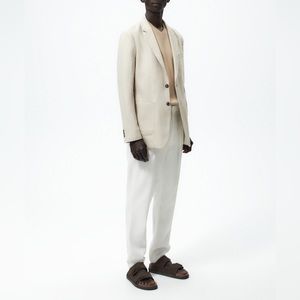 Zara | Jackets & Coats | Zara Men Linen Blend Blazer Natural Nwt | Poshmark